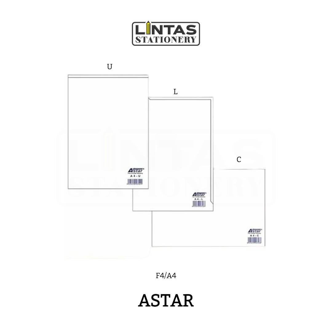 ASTAR A4/F4 CLEAR FOLDER “L/U/C” SHAPE – Lintas Stationery