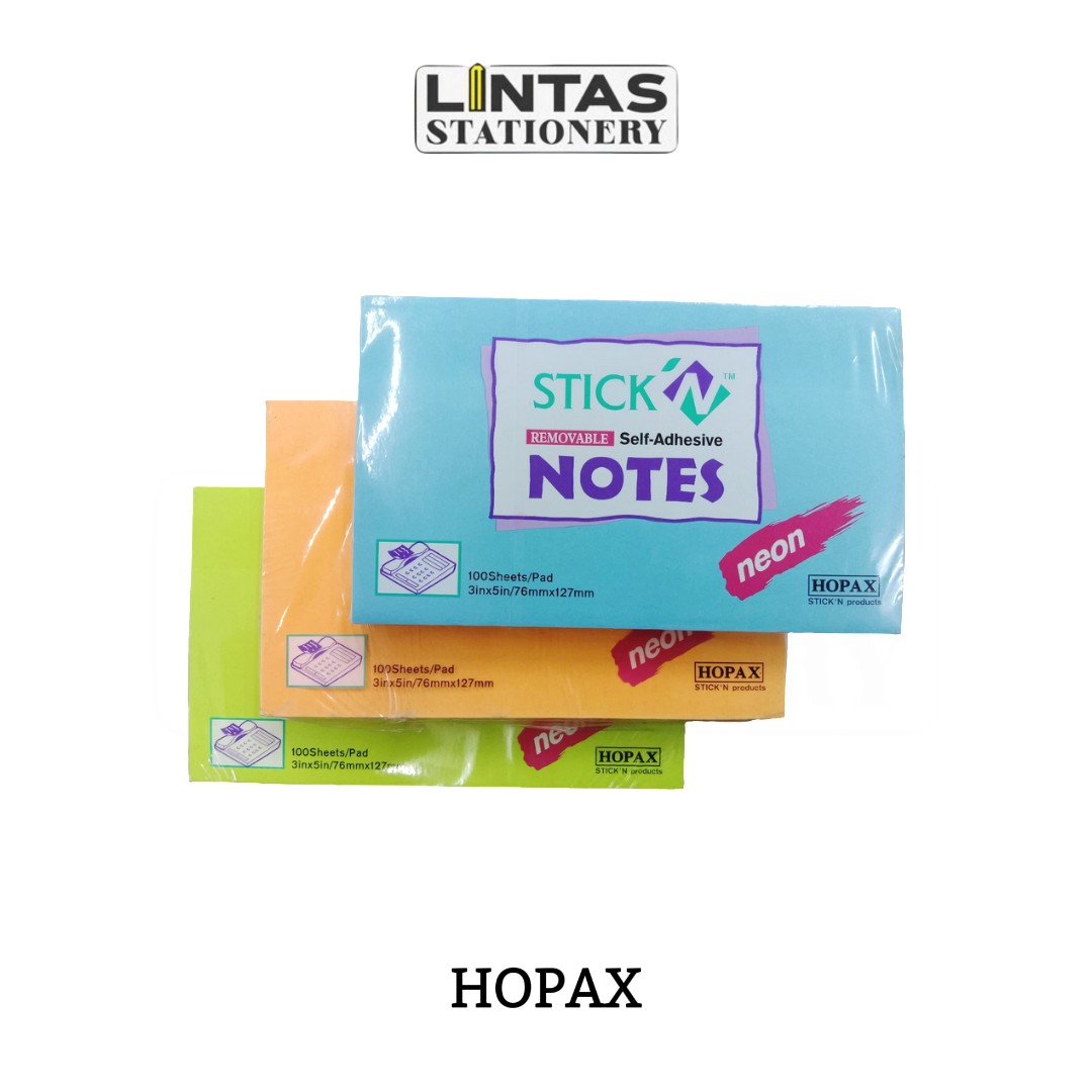 HOPAX STICKY NOTES NEON COLOURS (3″X5″) – Lintas Stationery