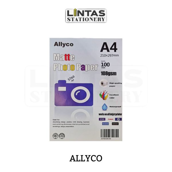 ALLYCO MATTE PHOTO PAPER 108G A4 – Lintas Stationery