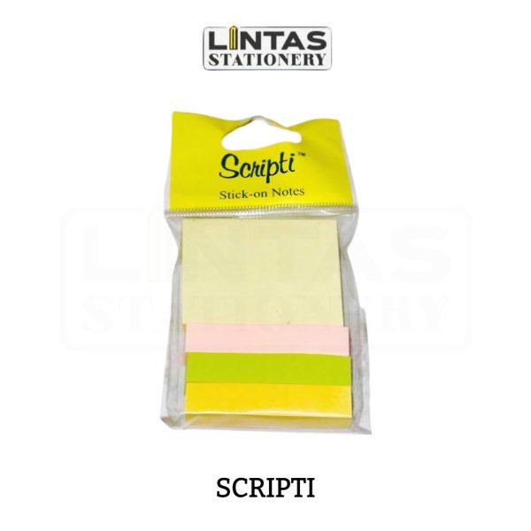 SCRIPTI STICK-ON NOTES 4 COLOURS 100’S – Lintas Stationery