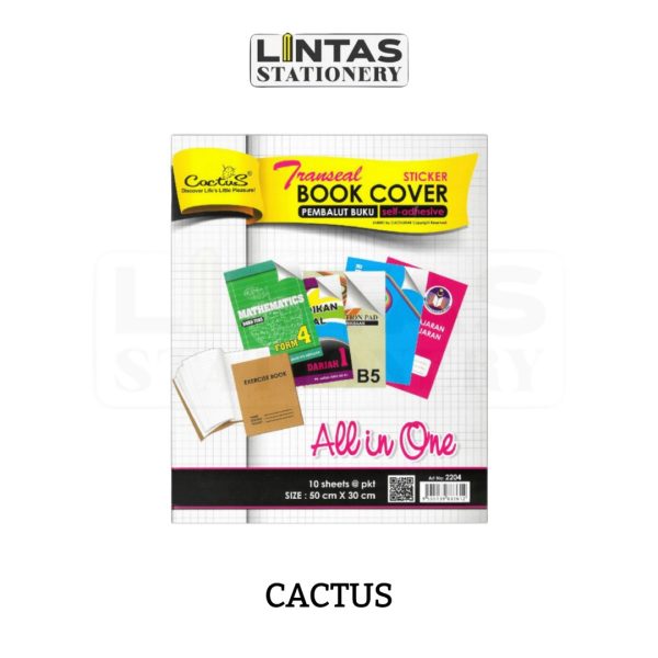CACTUS TRANSEAL BOOK COVER STICKER 10’S – Lintas Stationery